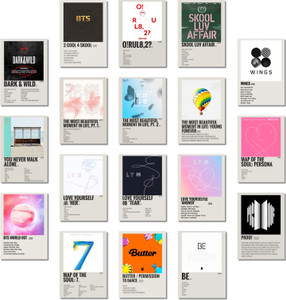 BTS Posters | BTS Song Posters Pack of 18 (14.8 x 10.5 cm) 300 GSM ...