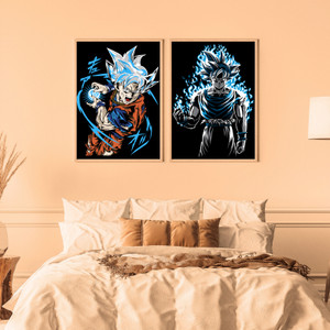 Anime Framed Poster Goku Anime Painting Wall Frame, Wall Art Laminated ...