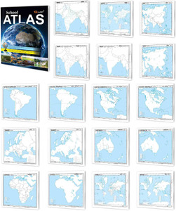 Pack of 18 maps pad + 1 school atlas book | Complete geography combo ...