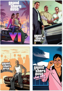 GTA 6, GTA 5, GTA: SA and GTA: VC Artwork Posters - 8x12 Inches A4 Size ...