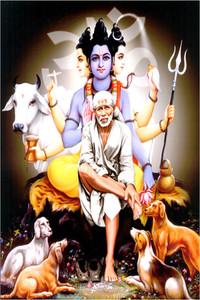 Sai Baba Poster Big Size Sparkle Coated Self Adhesive Fine Art Print ...