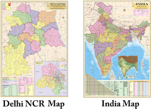 (Combo of 2) India and Delhi NCR (National Capital Region) 100x70 cm ...