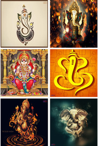 Ganapati Bappa Posters - Set of 6 | Square Size | Hindu God Posters ...