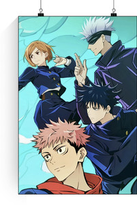 Jujutsu Kaisen Four Members In One Poster | Gojo,Magumi,Nobara and Uji ...