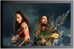 Justice League Superhero Frame Poster For Room Synthetic Wood Gloss ...