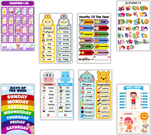 Kids Learning Chart | set of 8 charts suitable for kids 2-6 years ...
