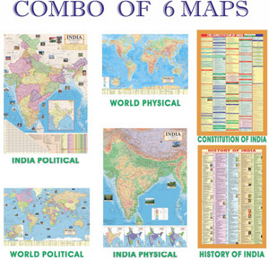 COMBO OF 6 MAPS FOR UPSC ,SSC , PCS RAILWAY AND OTHER COMPETETIVE EXAM ...