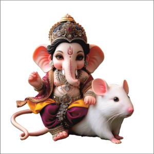 Bal Ganesh With Mushak Wall Stiker For Pooja Room,Office,Bedroom,Living ...
