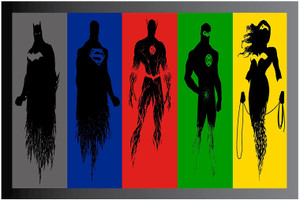 Justice League Superhero Frame Poster For Room Synthetic Wood Gloss ...