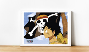ANIME POSTER FRAME - ONE PIECE LUFFY - White Framed Wall Poster For ...