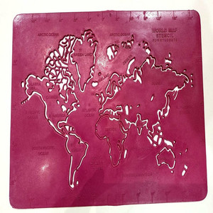 World MAP Stencil 23 cm x 15.5 cm x 0.5 cm Multicolor (Set of 2 Piece ...