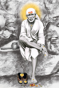 Sai Baba Poster Big Size Sparkle Coated Self Adhesive Fine Art Print ...