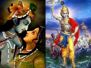Pack Of 2 Sacred Pairing: Two Krishna Posters for Home Serenity With UV ...