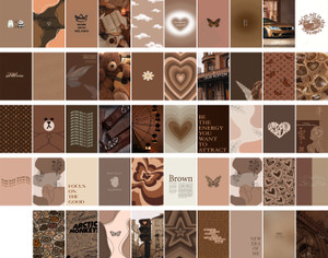 Brown Aesthetic Wall Collage Kit for Room Decor | Set of 50 Aesthetic ...
