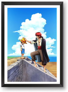 ANIME POSTER FRAME - ONE PIECE SHANKS AND LUFFY - Black Framed Wall ...