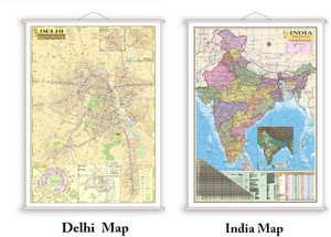 India Map and Delhi Map National Capital Territory (NCT). (Laminated ...
