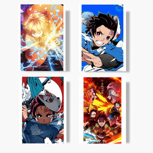 SET OF 4 ANIME POSTER FRAME DEMON SLAYER - Wall Poster For Home And ...