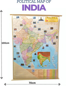Wall Hanging Political Map of India In English 100 X 70 CM Photographic ...