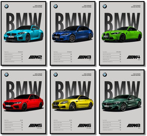 BMW Car Posters (Set of 6) A4 Car Posters BMW M2, M3, M4, M5, M6 & M8 ...