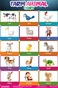Farm Animal Chart for Kids learning (11.5 x 17.5 inches) Photographic ...