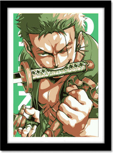 Roronoa Zoro Anime Poster Fan Art Frame For Room & Office Multicolor ...