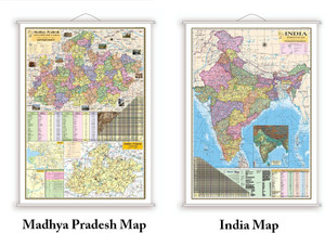 Madhya Pradesh Map & India Map. (Laminated, Rollup) in English Language ...