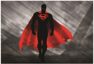 Superman Red on Dard Background Wall Poster A3 Size Photographic Paper ...