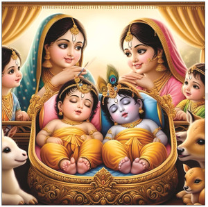 Meri Decor Mahiya Yashoda With Bal Balram God Wall Poster For Pooja ...