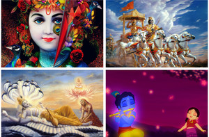 Poster 4 Combo, Bal Krishna, Lord Krishna Poster | Radha-Krishna,Laddu ...