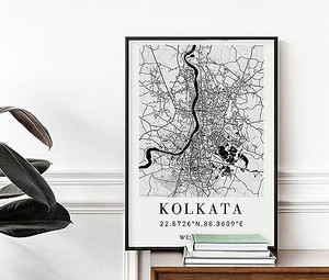 Kolkata Map Poster Wall Art | Poster for Home Decor | Poster for wall ...