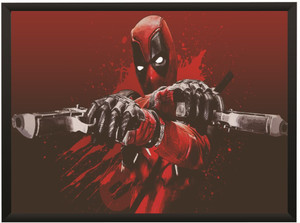 Deadpool with Gun Wall Poster With Frame A4 Size Photographic Paper ...