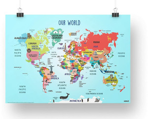 World- World Map and Its Countries- Learning | world map poster for ...