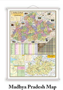 Madhya Pradesh State Map. (Combo Pack of 2) (Laminated, Rollup) in ...