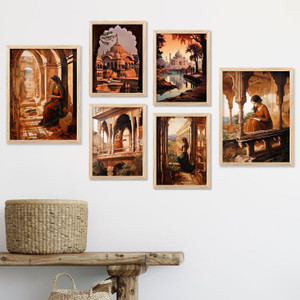 Rustic Theme Wall Art Painting with Frame for Home Decoration/Monuments ...