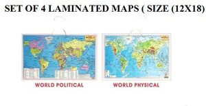 2-Laminated (12X18") world Political and Physical Paper Print - Maps ...