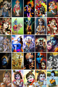 One(1) Poster + 25 Small Polaroid Photos|Bal Krishna, Lord Krishna ...