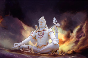 Mahadev_Poster- Shiv with clouds and Sun Rays_0105 Paper Print ...