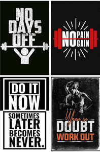 Poster 4 Combo, Gym Motivational Quotes|Quotes Poster | GYM Workout ...