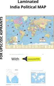 World Political with Lamination with Practice Map&Highlighter Paper ...