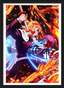 Kyojuro Rengoku x Akaza | Demon Slayer Framed Poster | Anime Framed ...