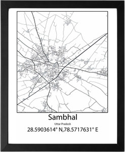 Sambhal,Uttar Pradesh,India UNFRAMED Minimalist Map Line Art Print ...