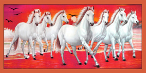 lucky seven horses running at sunrise ll 7 horse vastu poster in vinyl ...