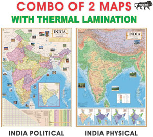 INDIA LAMINATED MAPS (Both Political & Physical) | Laminated Maps Combo ...