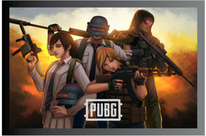 Pubg Game Frame Poster For Room Synthetic Wood Gloss Lamination F124 ...