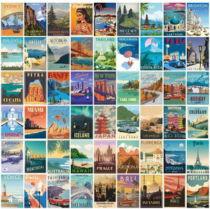 54pcs Aesthetic Country Theme Printed Collage Kit Boho Poster for Wall ...
