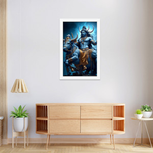 Lord Mahadev With Nandi | Top Acrylic Glass 13 X 19 Inch| White Paper ...