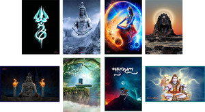 Lord Shiva Combo posters | Set of 8 | Laminated | 260gsm with adhesive ...