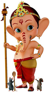 Decorative bal ganesha with two mushak raj Paper Print - Religious ...