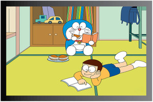 Doraemon Cartoon Poster with Frame Gloss Lamination M27 Paper Print ...