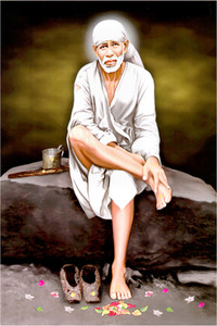 Sai Baba Poster Big Size Sparkle Coated Self Adhesive Fine Art Print ...